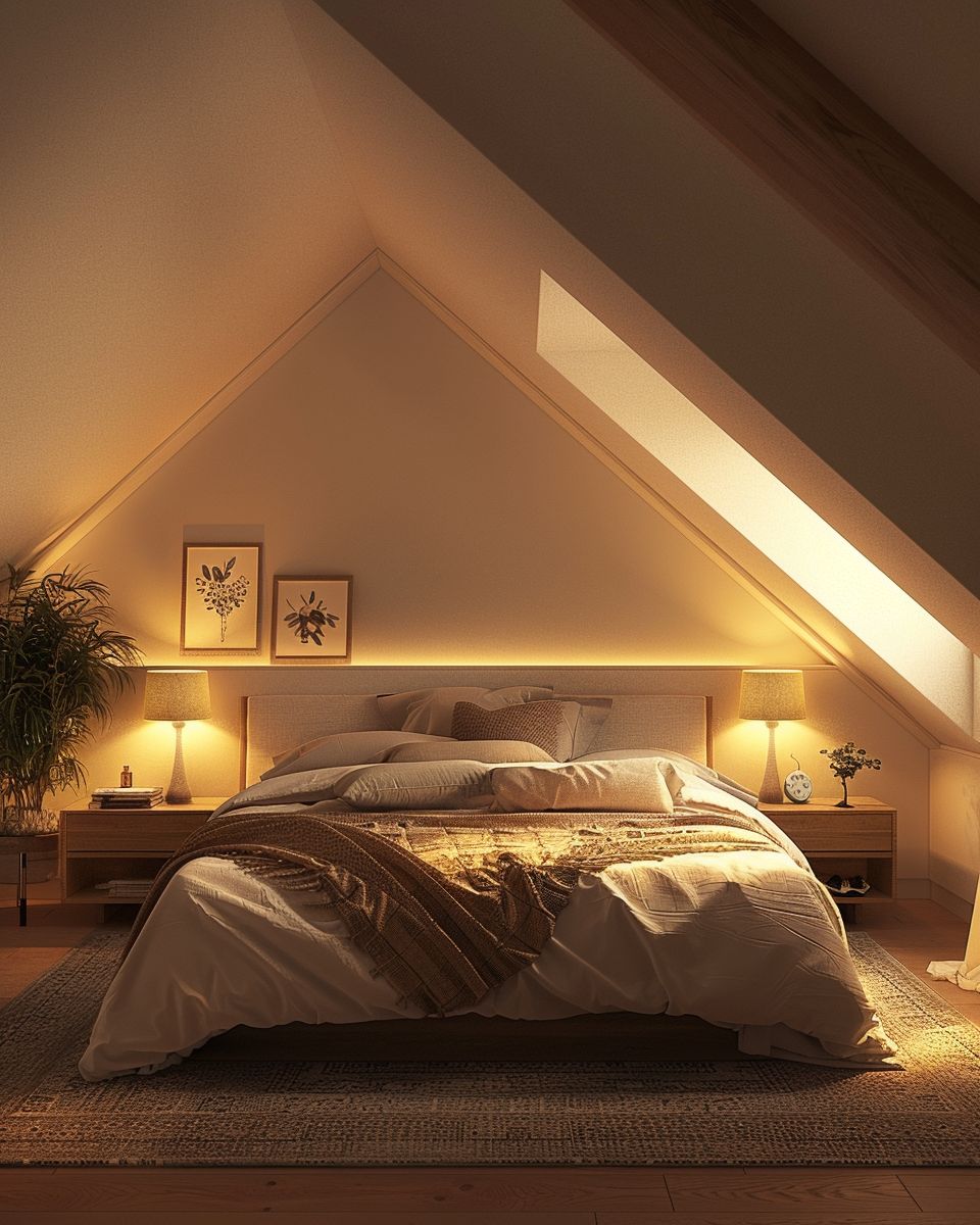 Wunderschone Schlafzimmer Mit Schrage Fotos