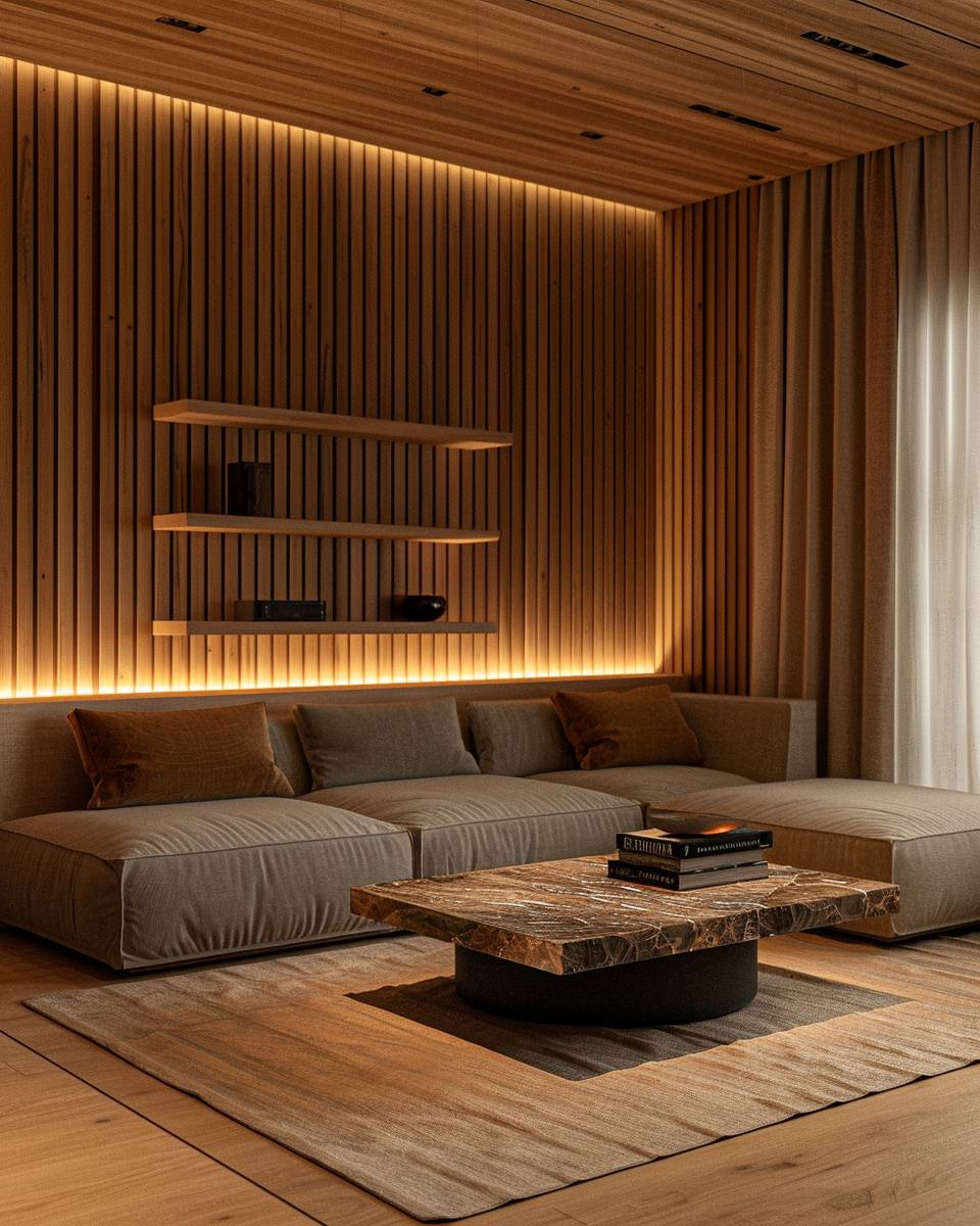 Schne Holzwand Wohnzimmer Ideen Bild