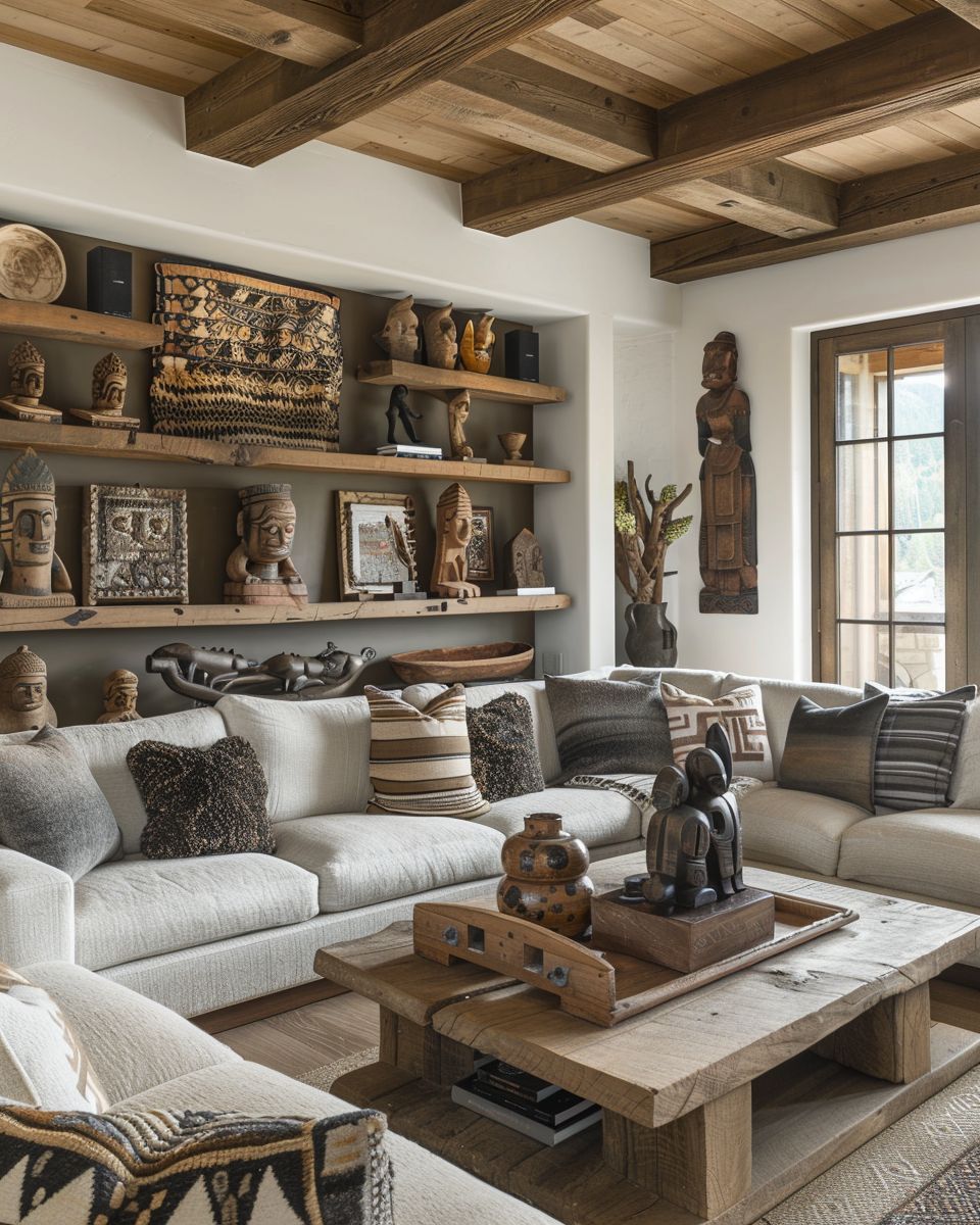Spannende Holzfiguren Deko Wohnzimmer Bild