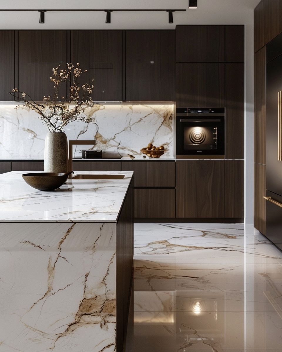 Kuche Wei Gold Marmor