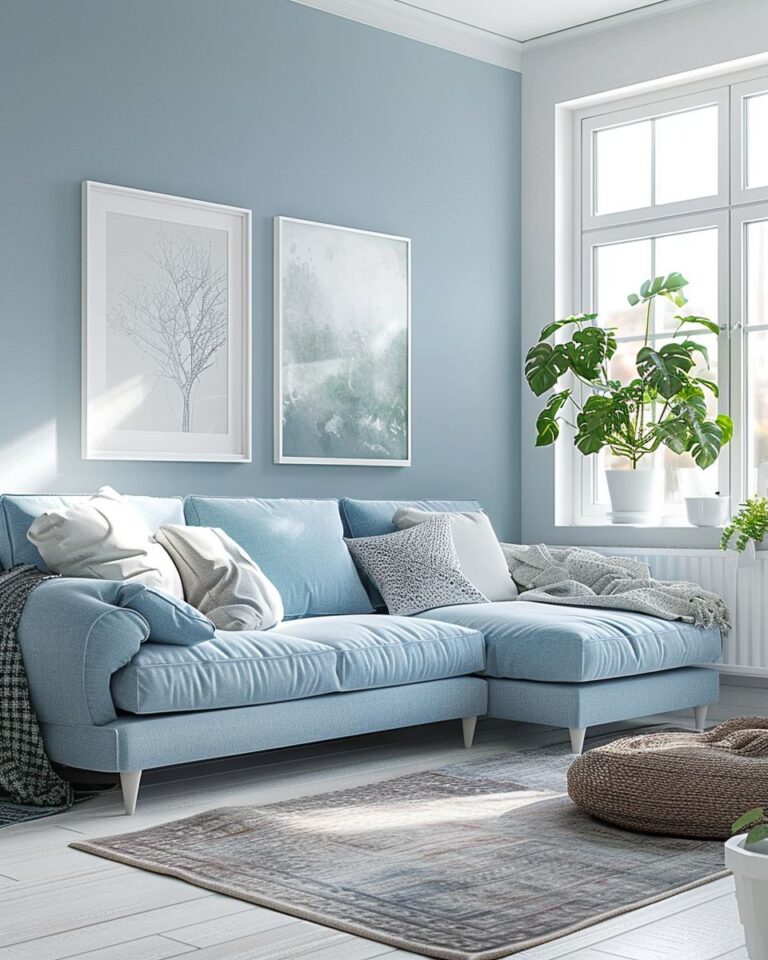 Wohnzimmer Ideen Blaues Sofa